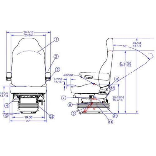 Seats Inc. Recliner Kit for Next Generation Seat | 182414PS – Peterbilt ...